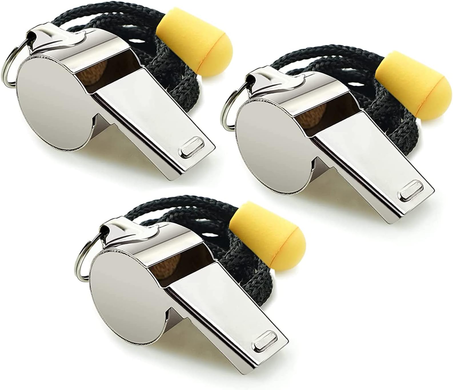 DOUKI Whistle, 3 Pack Stainless Steel Sports Whistles with Lanyard ...