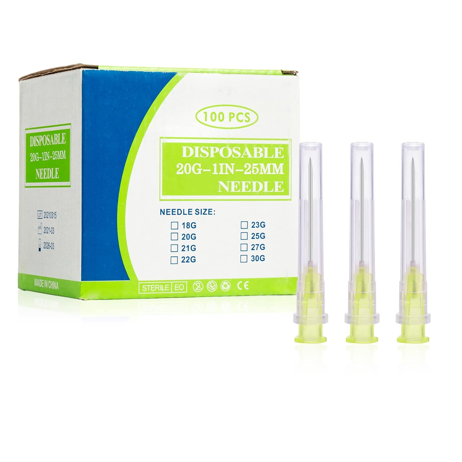 20G 1 Inch Injection Sterile Needle, Individual Packs of 100: Amazon ...