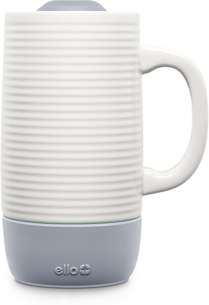Ello Jane 18oz Ceramic Travel Mug with Handle, Splash-Resistant Slider ...