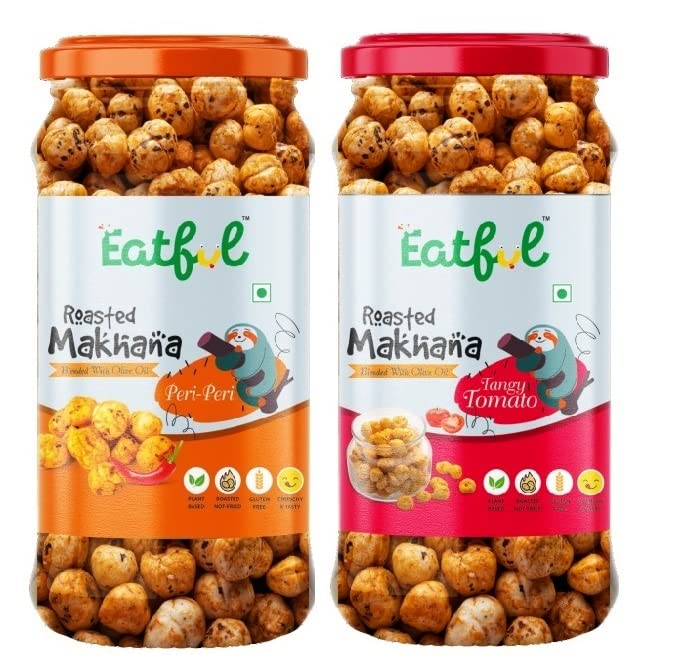 EATFUL Roasted Makhana Jar Peri Peri + Tomato Flavored Combo Pack ( 2 X ...