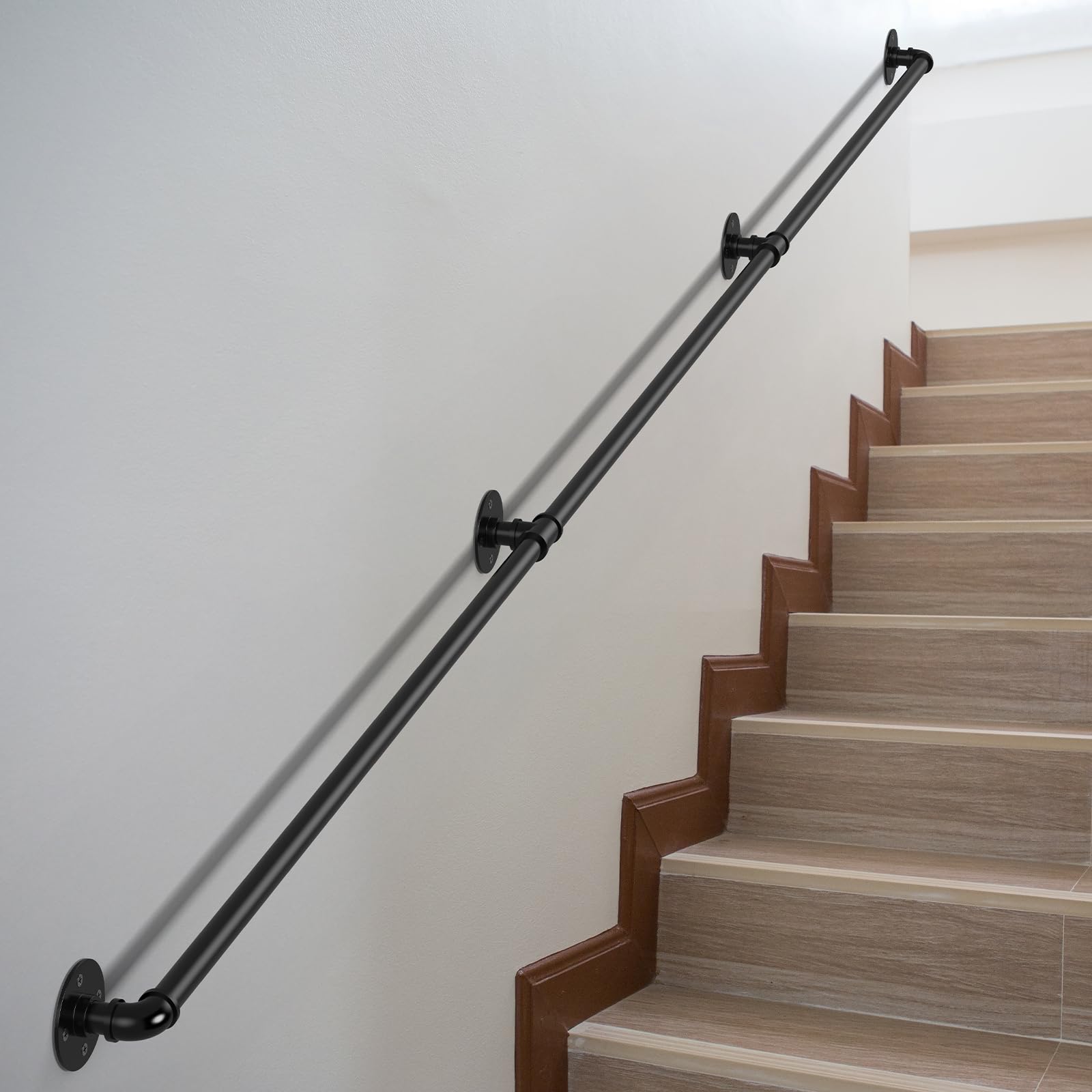 DAMEING Stair Railing 10FT Metal Staircase Handrail for Outdoor Steps ...