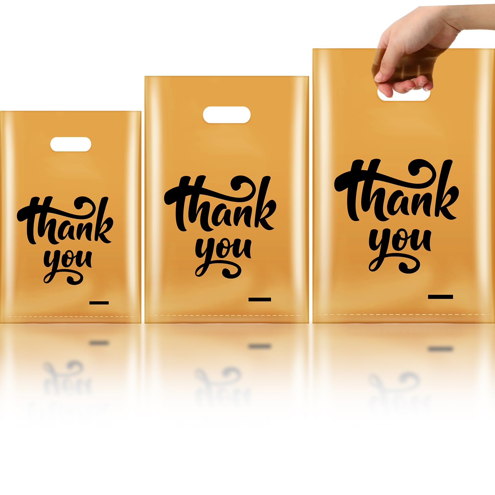 Windyun 3 Size 250 Pcs Thank You Merchandise Bags Die Cut Plastic ...
