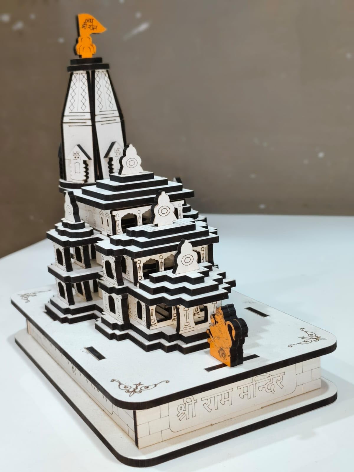 White Wooden Shri Ram Mandir Model - Limited Edition (LWH: 18-11-20 CM ...