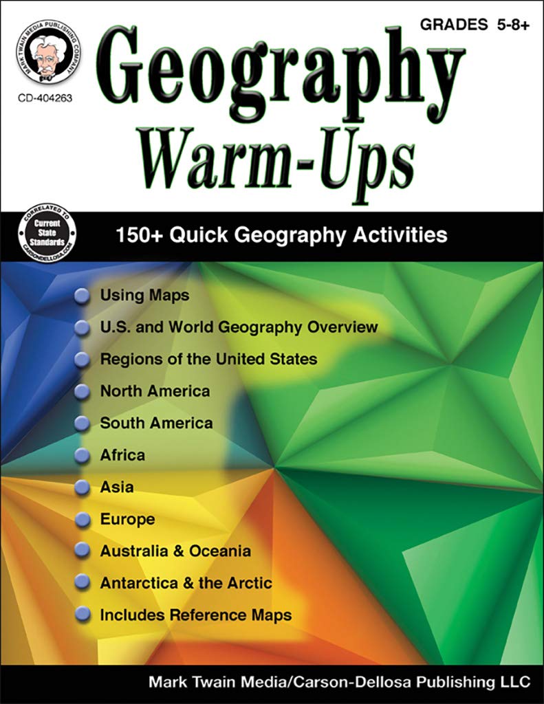 Mark Twain Geography Warm-Up Activity Book Grades 5-8+, US and World ...