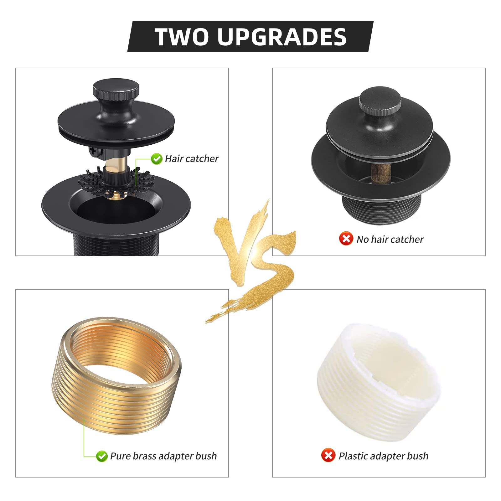 Snapklik.com : Matte Black Tub Drain And Overflow Kit, Replacement Bath ...