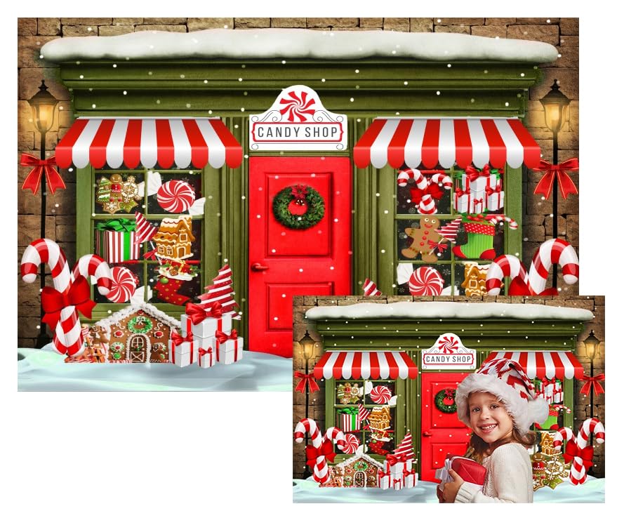 Amazon.com : Leowefowa Christmas Candy Shop Backdrop 10x8ft Xmas ...