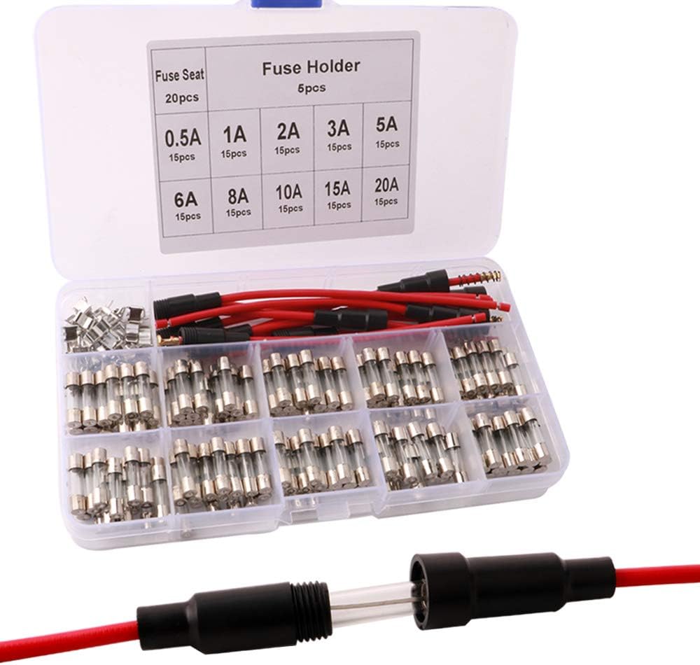 FULARR 175Pcs 5X20mm Professional Car Fast-Blow Glass Tube Fuse Kit ...