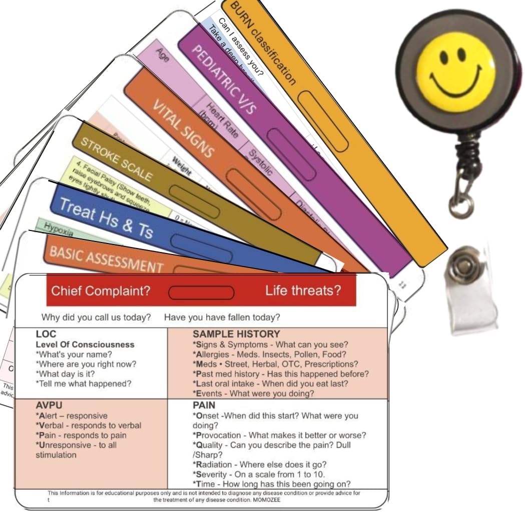 Amazon.com: EMT/EMS/First Responder Badge Reference Card Set (10 Cards ...