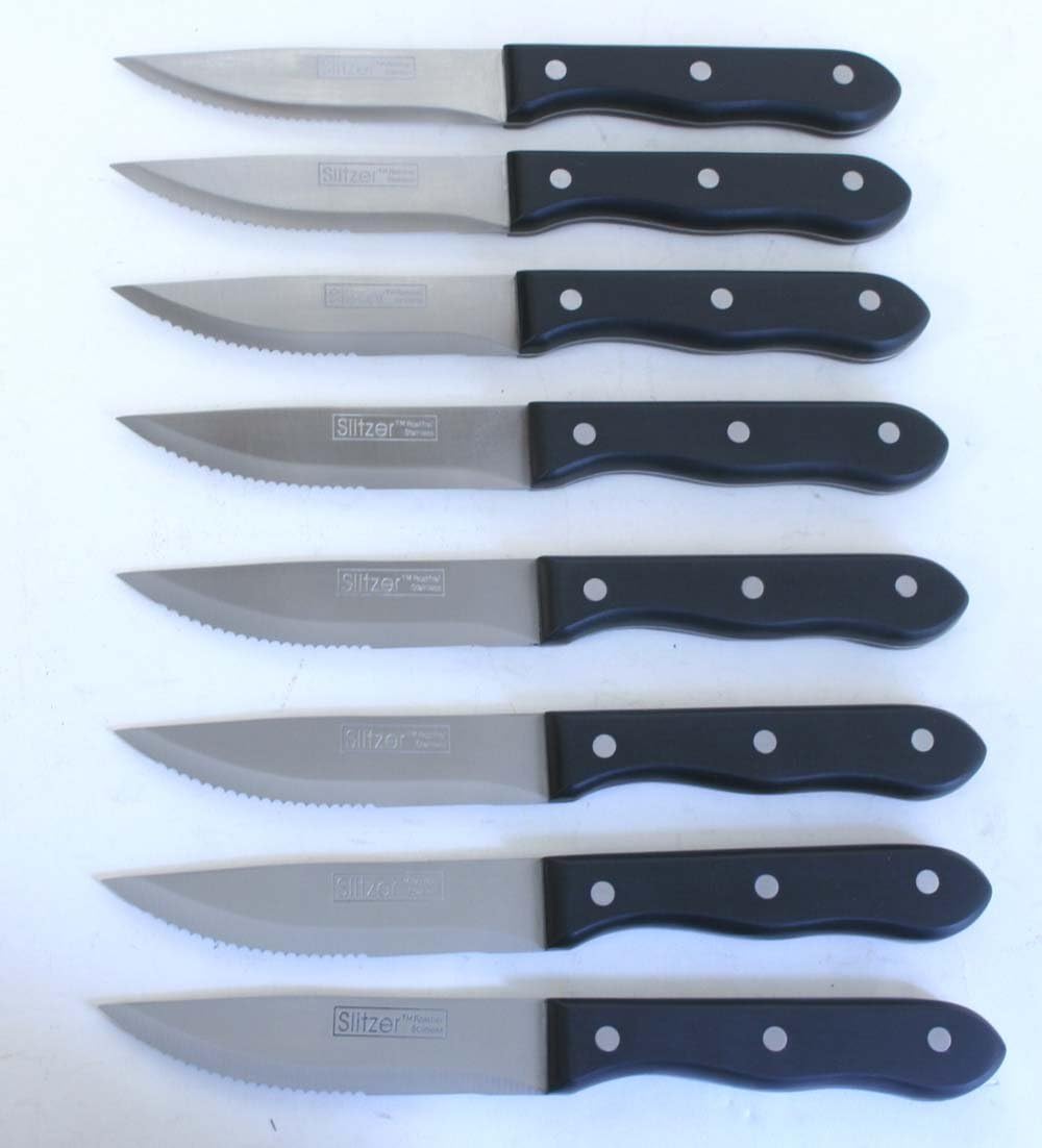 Amazon.com: New Slitzer 8 Pc Stainless Steel Jumbo Steak Knife Set ...