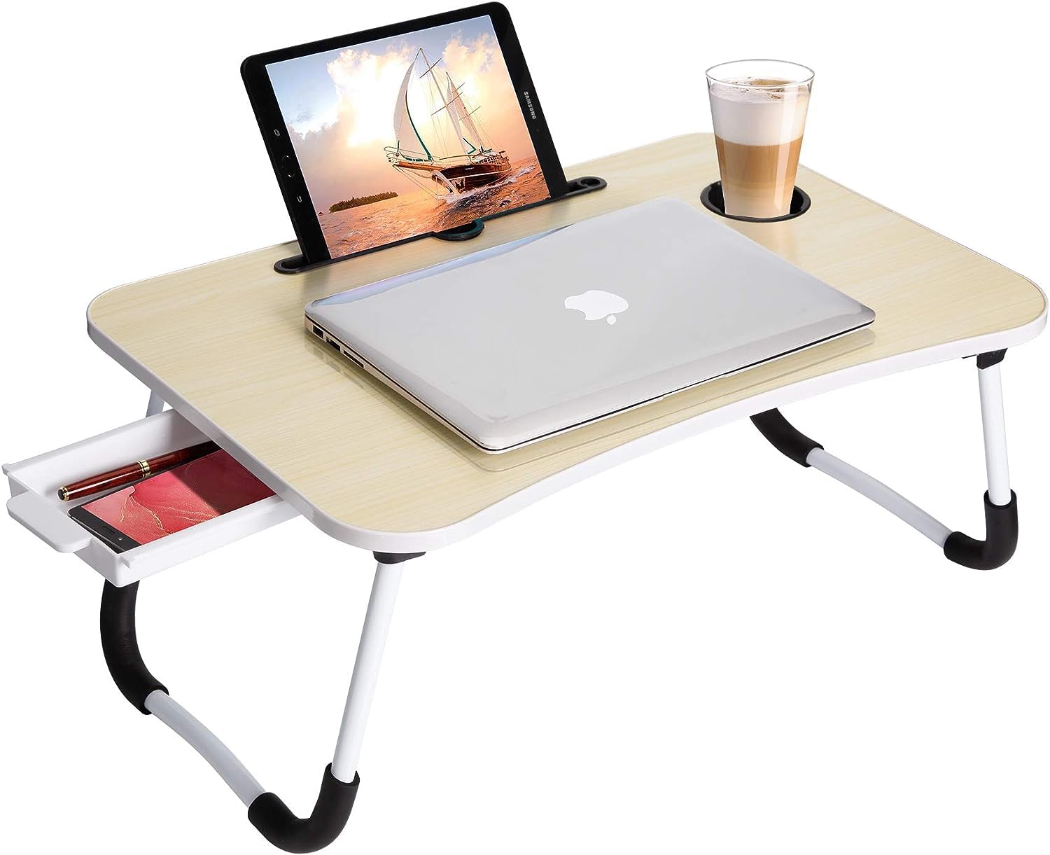 GoRogue Foldable Wooden Mini Laptop Table for Bed, Study Table with ...