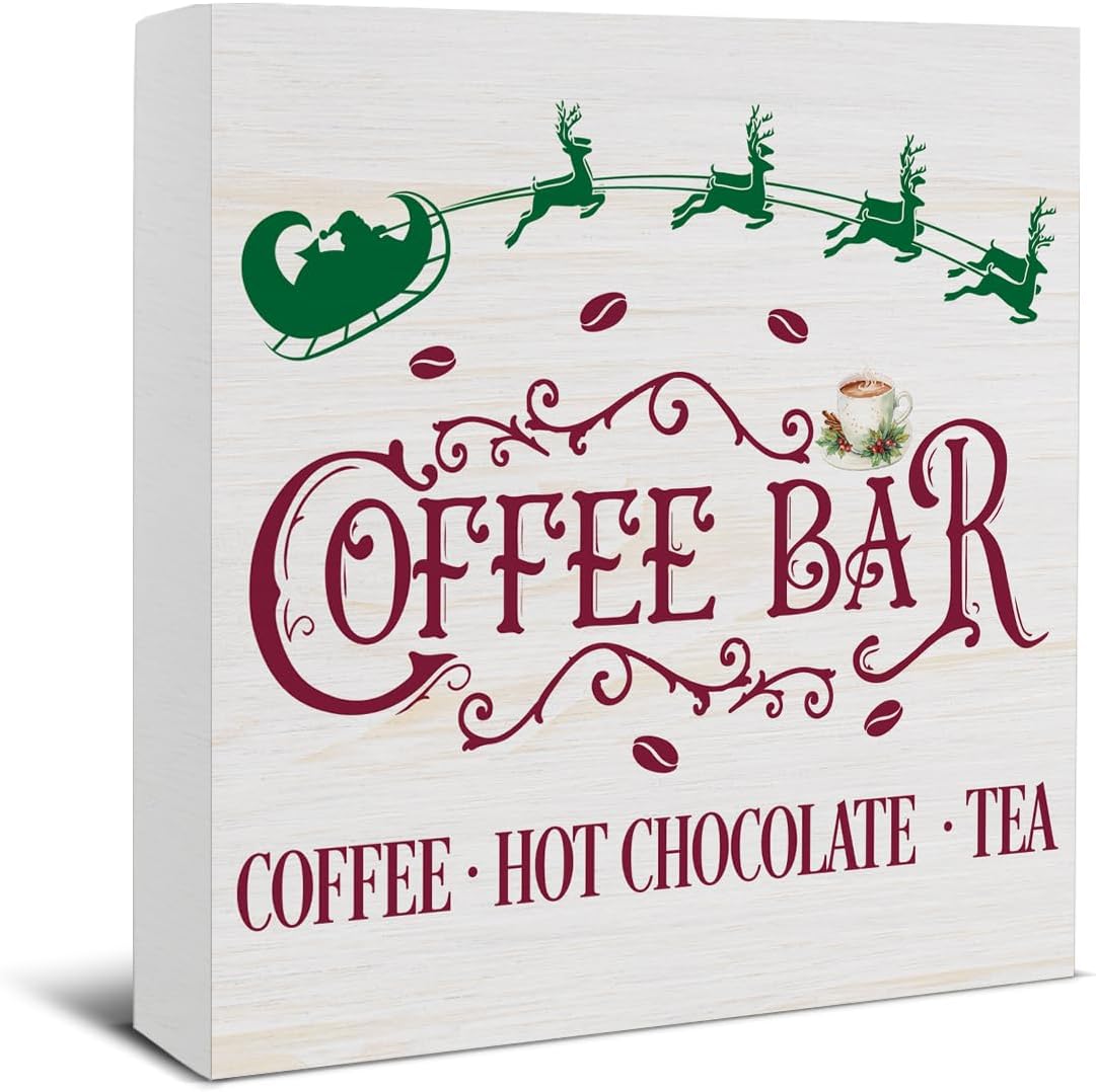 Amazon.com: 4PCS Rustic Wooden Christmas Signs - Tiered Tray Hot Cocoa ...