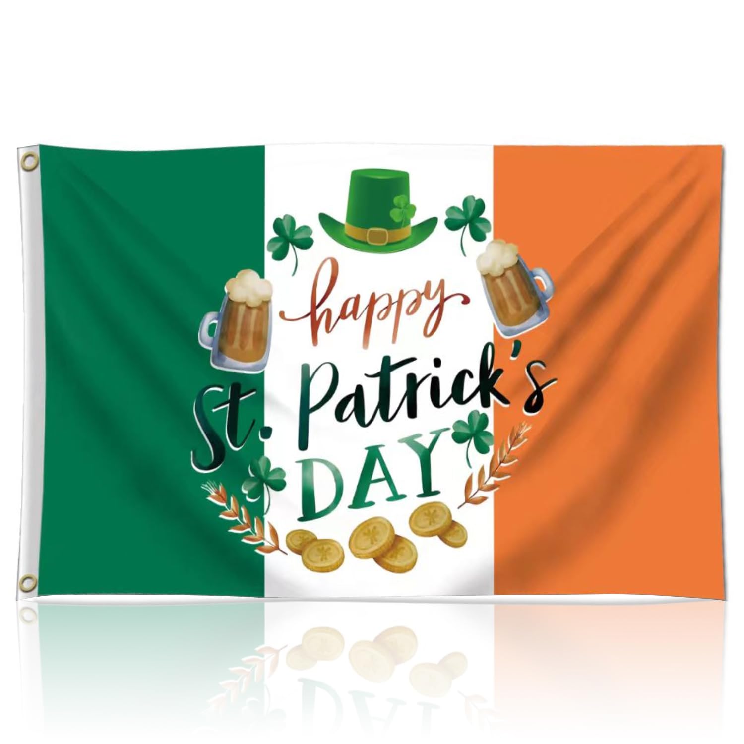 Happy St Patrick's Day Irish Flag, 3x5 Feet Vibrant Colors Ireland Flag ...