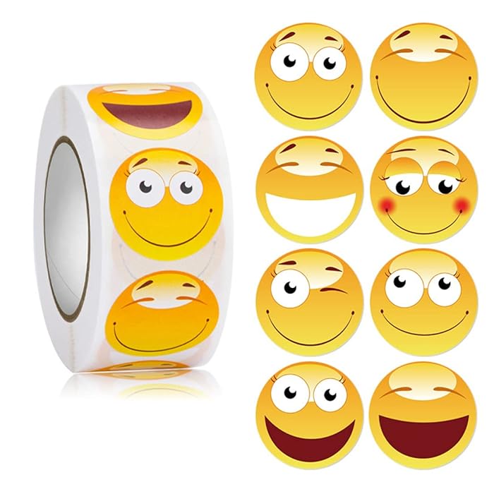 Buy YIRUZWRD Emoji Stickers Roll Emotion Label Sticker 8 Smiling Face ...