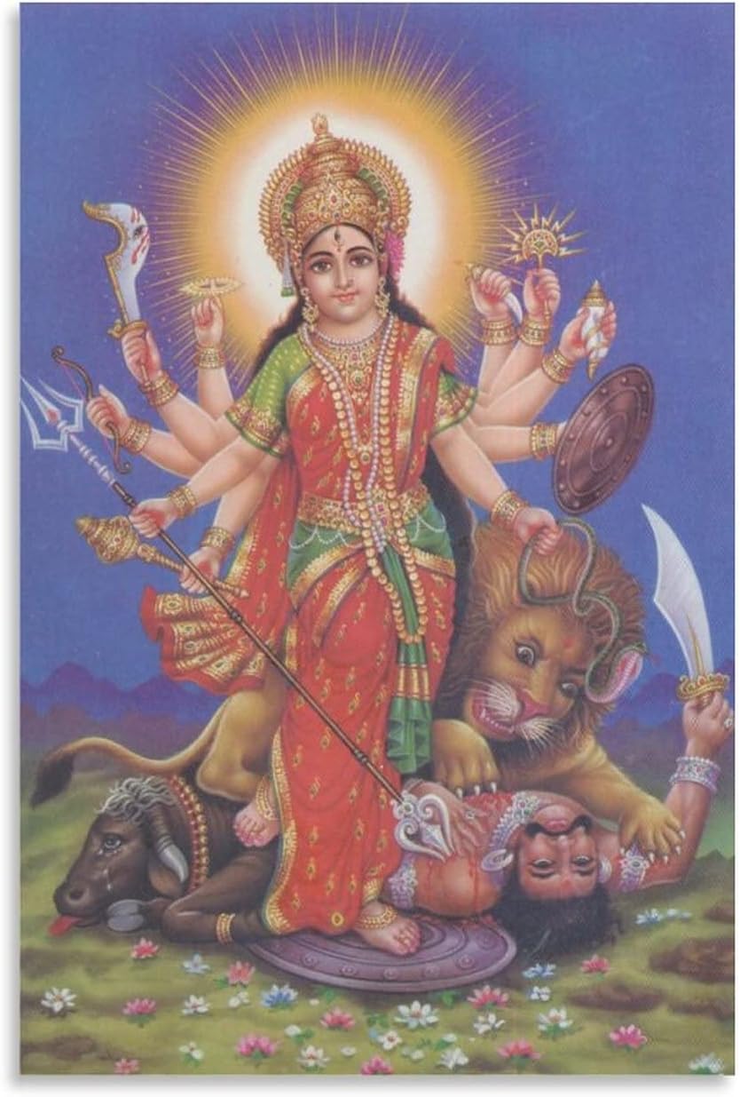 Amazon.com: Goddess Durga, Hindu Art Poster Poster Decorative Painting ...