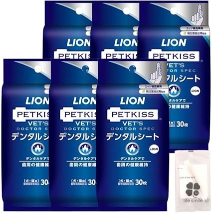 Amazon.co.jp: 【6個セット】 PETKISS ベッツドクタースペック デンタルシート 30枚 犬猫用 オーラルケア オリジナルコットンセット付き : ペット用品