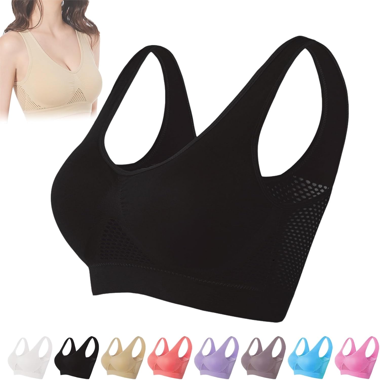 Amazon.com: UFUNAY Breathable Anti-Sagging Breasts Bra, Wireless ...
