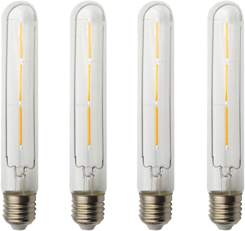 4-Pack 3W E27 LED Filament Tube Light Bulb, Tube Shape Bullet Top, 40W ...