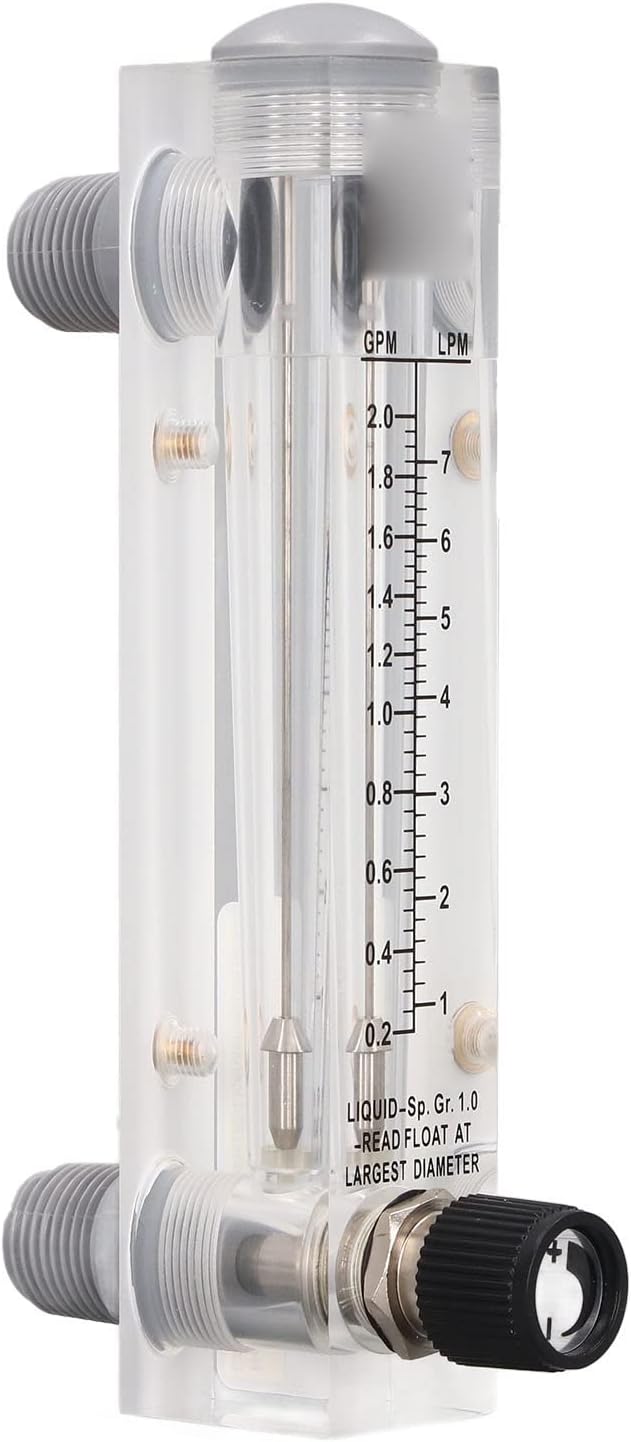 Amazon.com: Panel Type Flow Meter 0.2‑2GPM Adjustment Acrylic Liquid ...