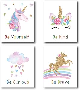 Amazon.com: heshengzaixian Unicorn Poster for Girls Room, Inspirational ...
