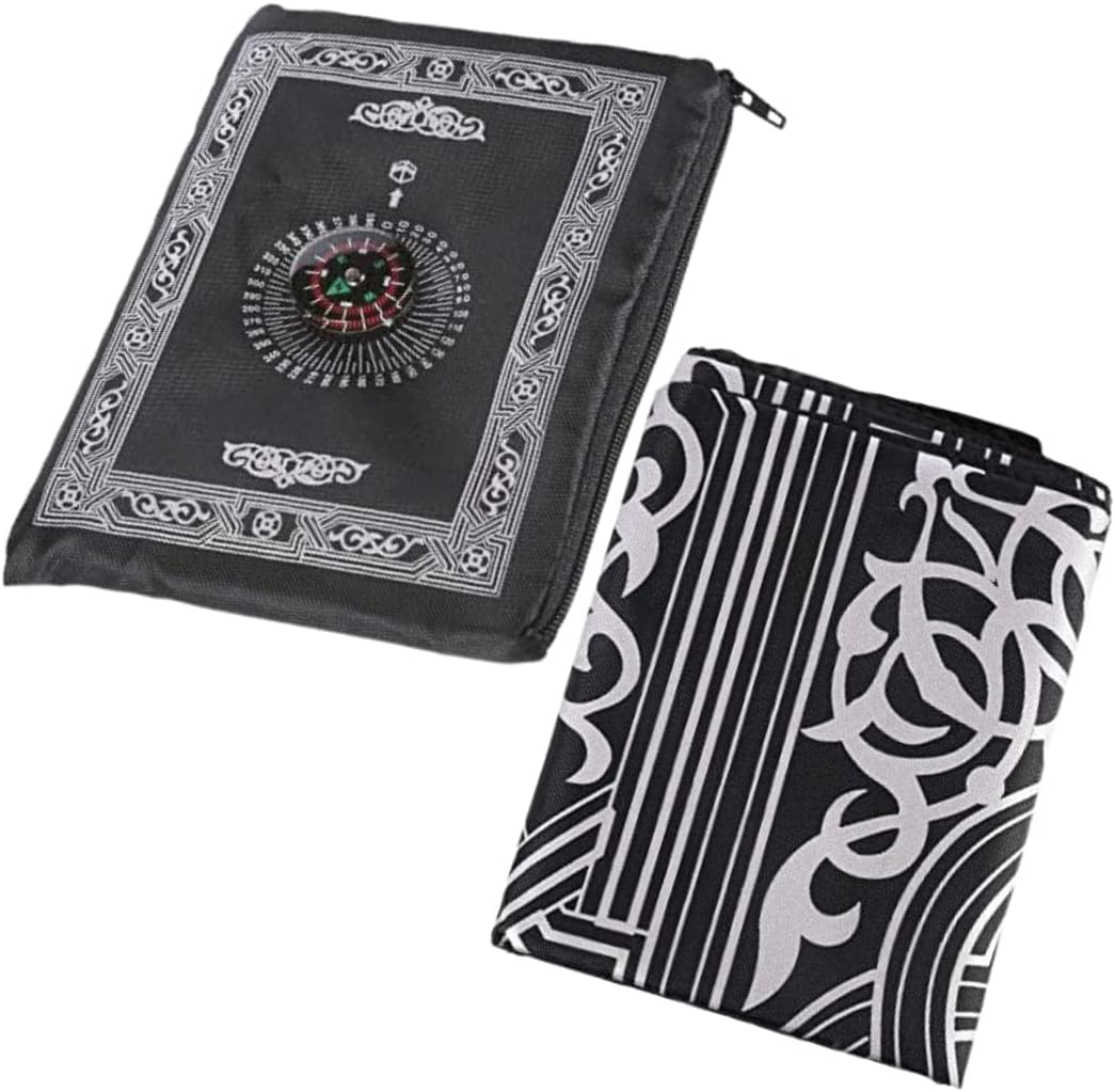 ONE BEST DEAL 1 Pcs Travel Pocket Prayer Mat with Qibla Finder Compass ...