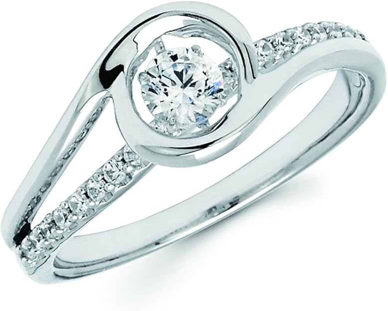 14K White Gold 3/8 Cttw. Dancing Diamond Ring (I, I1) : Amazon.com.au ...