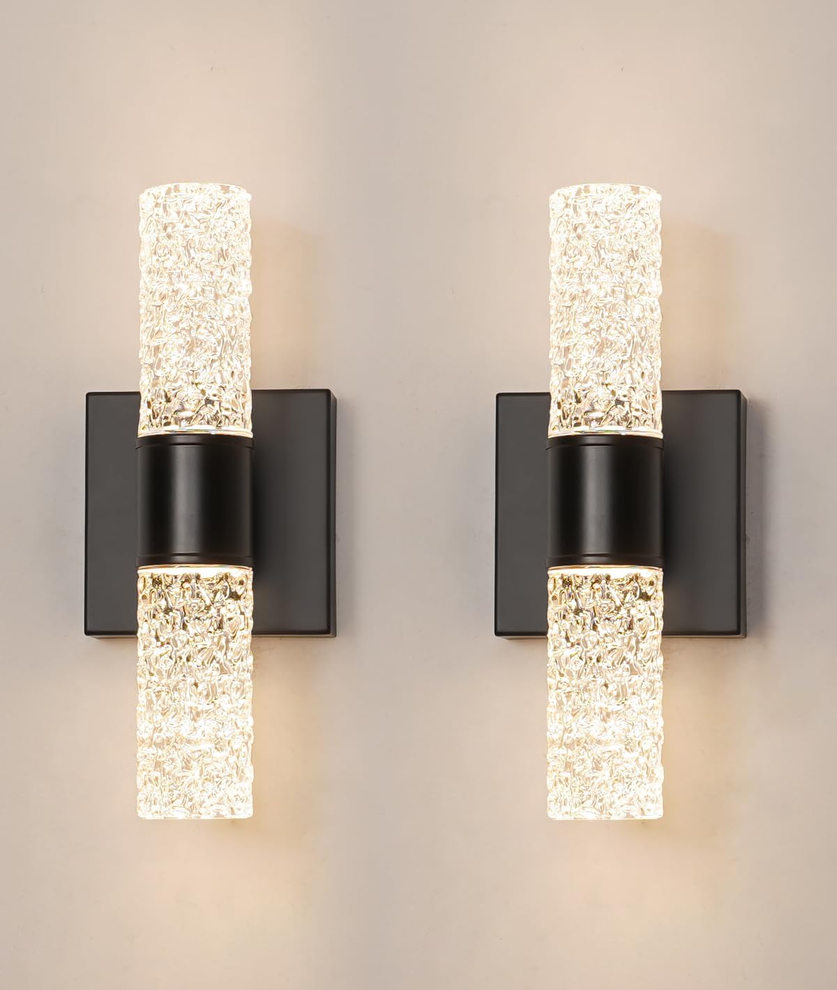 CCYCOL Black Modern LED Wall Sconce - 18 Inch Wall Sconces Set of Two ...
