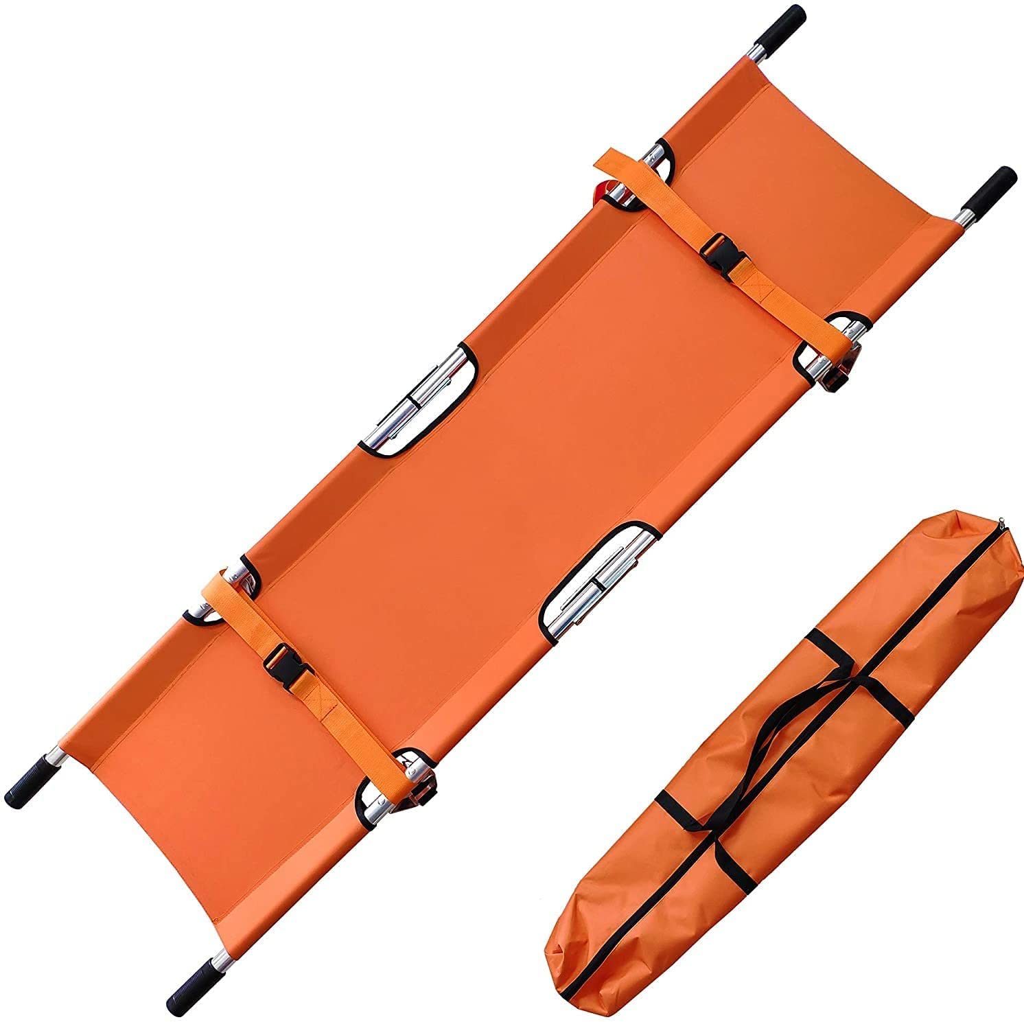 MINSALES ® Foldable Two Fold Stretcher Aluminium for Medical Emergency ...