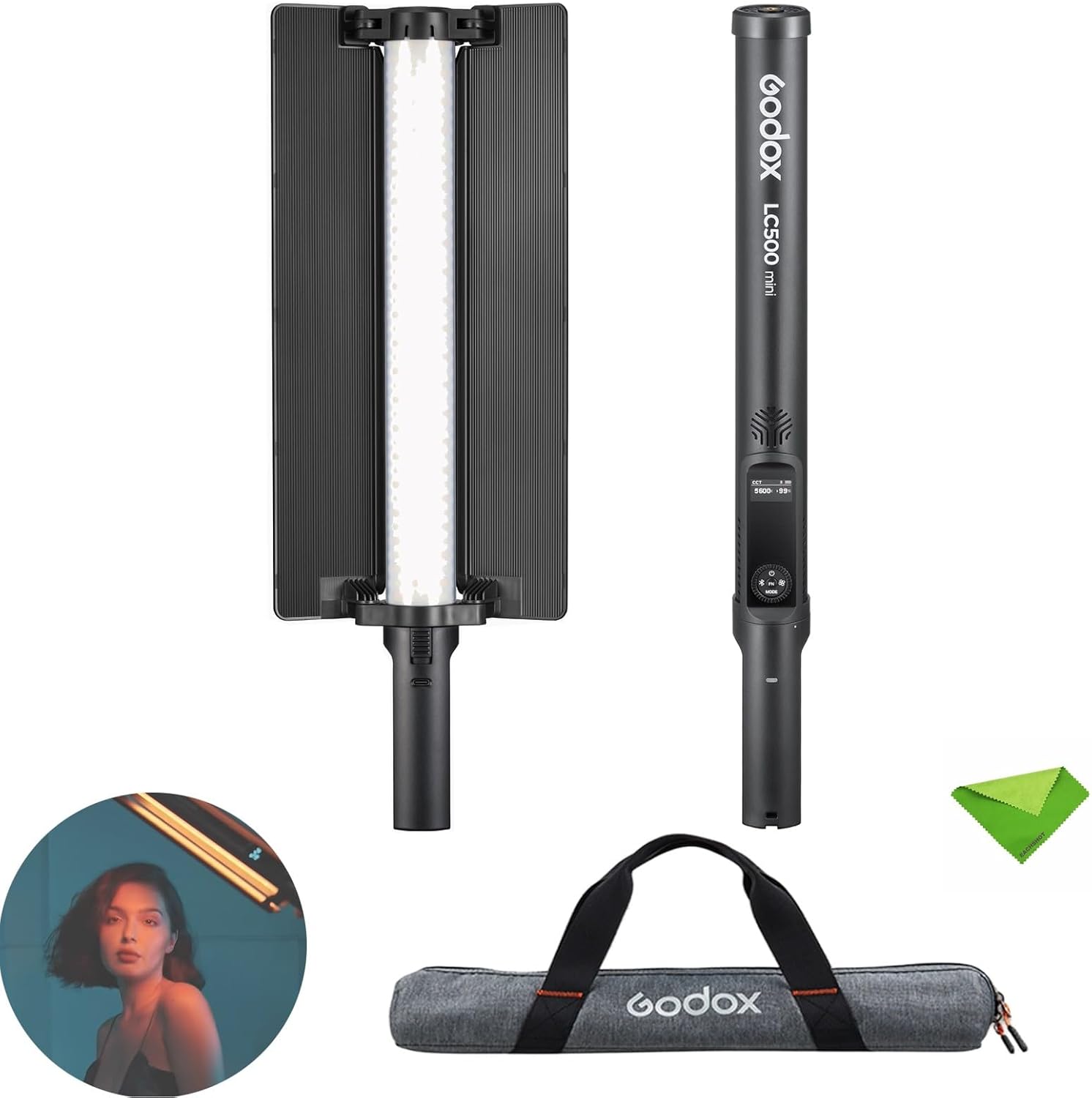 Amazon | Godox LC500 Mini 20W LED ライトワンド 2 色 CCT 2500K-8500K 11 FX 効果 ...
