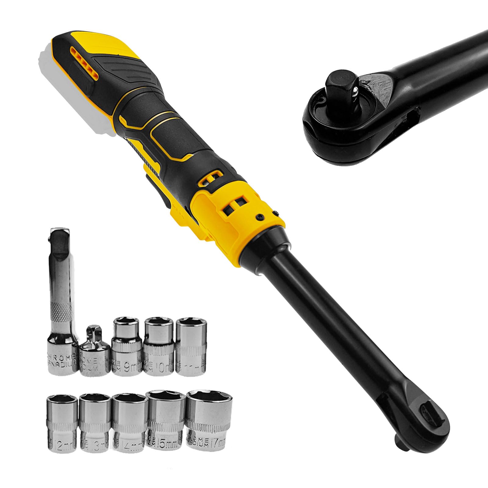 3/8" Extended Cordless Ratchet Wrench for Dewalt 20V Series Batteries ...