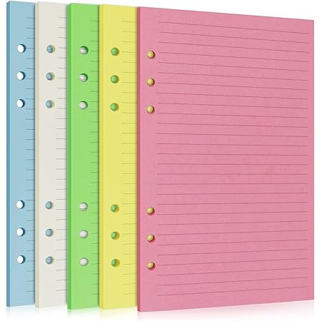 Amazon.com : A5 Lined Paper 6-Hole Punched, 250 Sheets (500 Pages), 100 ...