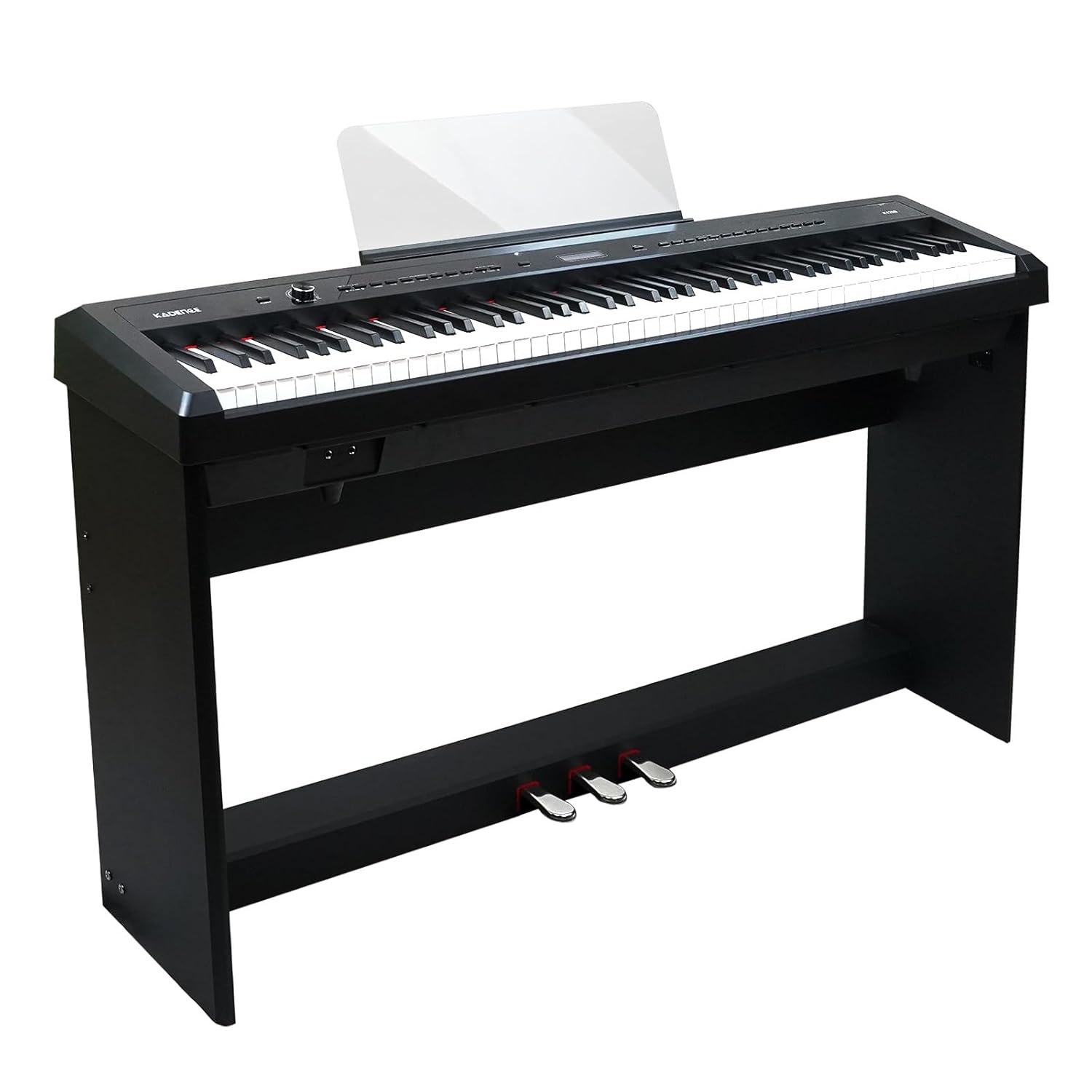 Kadence K125B 88-Keys Progressive Hammer Action Digital Piano with Double-Braced Fold-Up Piano ...