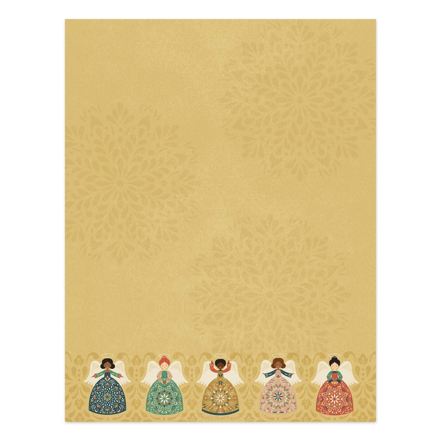 Amazon.com : Folk Angel Letterhead / 50 Sheets / 8.5" x 11" Festive ...