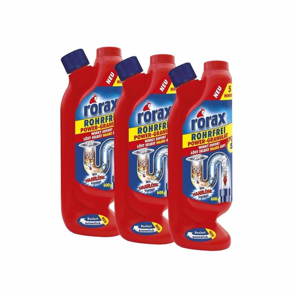 3X rorax Rohrfrei Power-Granulat Dosierflasche 600g - Wirkt sofort ...