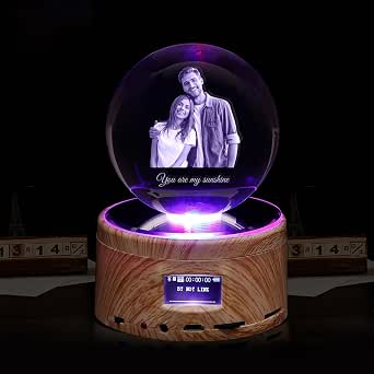 SHKINETARRY Personalized Crystal Ball Night Light Custom 3D Crystal ...