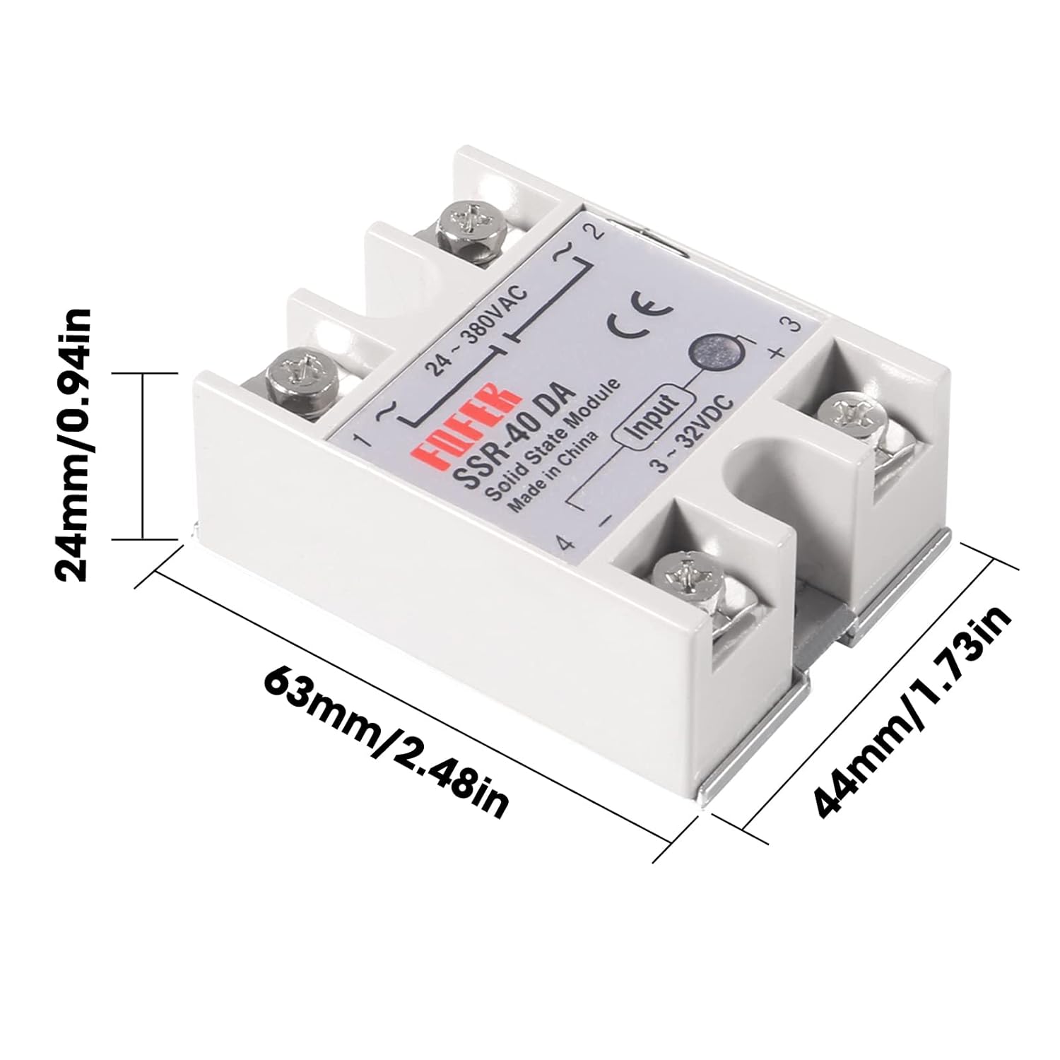 AITRIP 2 PACK DC-AC Single Phase Solid State Relay,24V-380V SSR-40DA ...