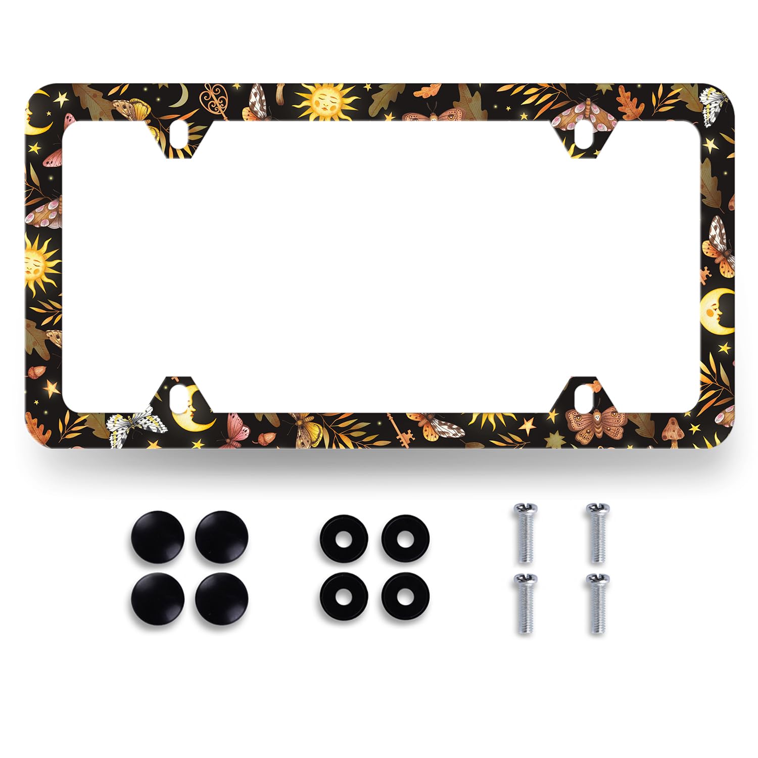 Amazon.com: Colorful Moon and Stars License Plate Frame Sun Night Sky ...