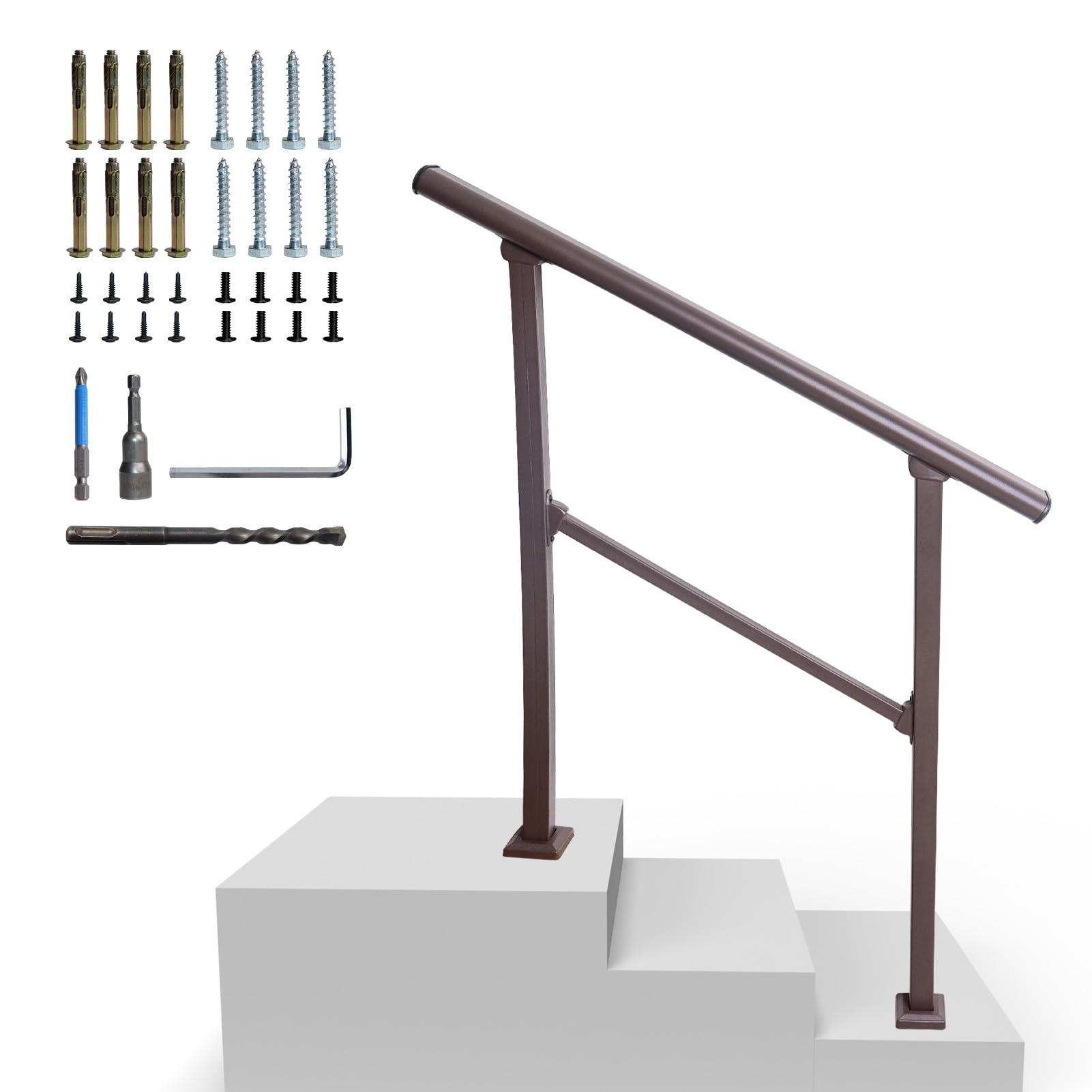 Buy Stair Handrail Indoor, Handrails for Outdoor Steps, 3 Steps Deck ...
