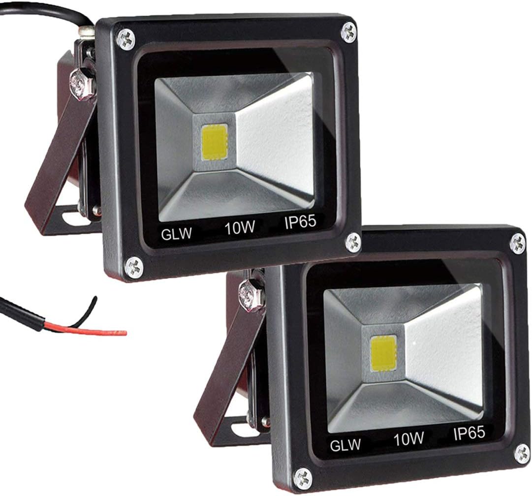 2 PCS DC 12V LED Flood Light 20W 1800lm 6500K Daylight White Outdoor ...