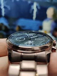 Titan Neo Splash Quartz Multifunction Black Dial Stainless Steel Strap ...