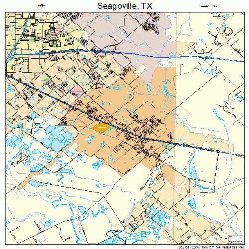 Large Street & Road Map of Seagoville, Texas TX - Printed poster size ...