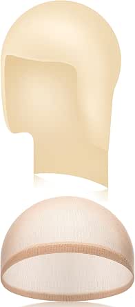Amazon.com: Wavwavw 2 Pcs Halloween Bald Cap Nylon Wig Caps Makeup ...