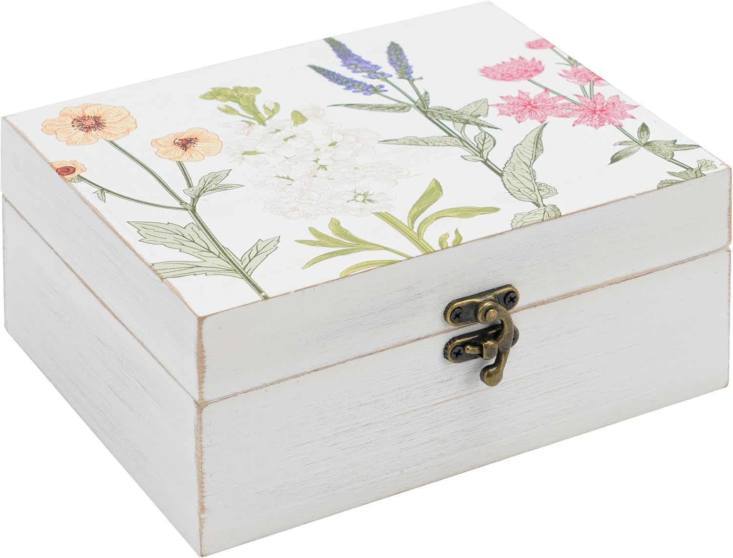 Amazon.com: Synovana Small Decorative Box with Hinged Lid Wooden Handmade Keepsake Storage Box ...