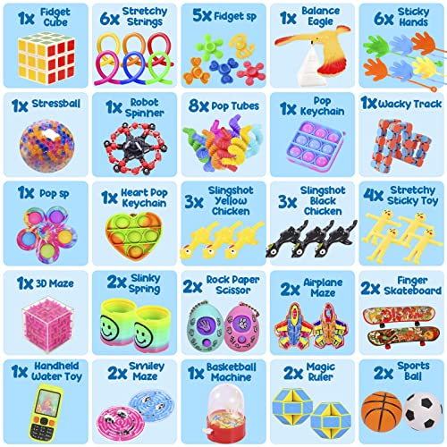 130Pcs Fidget Toys Pack Treasure Box for Kids Pop Ideas Fidgets Gifts ...