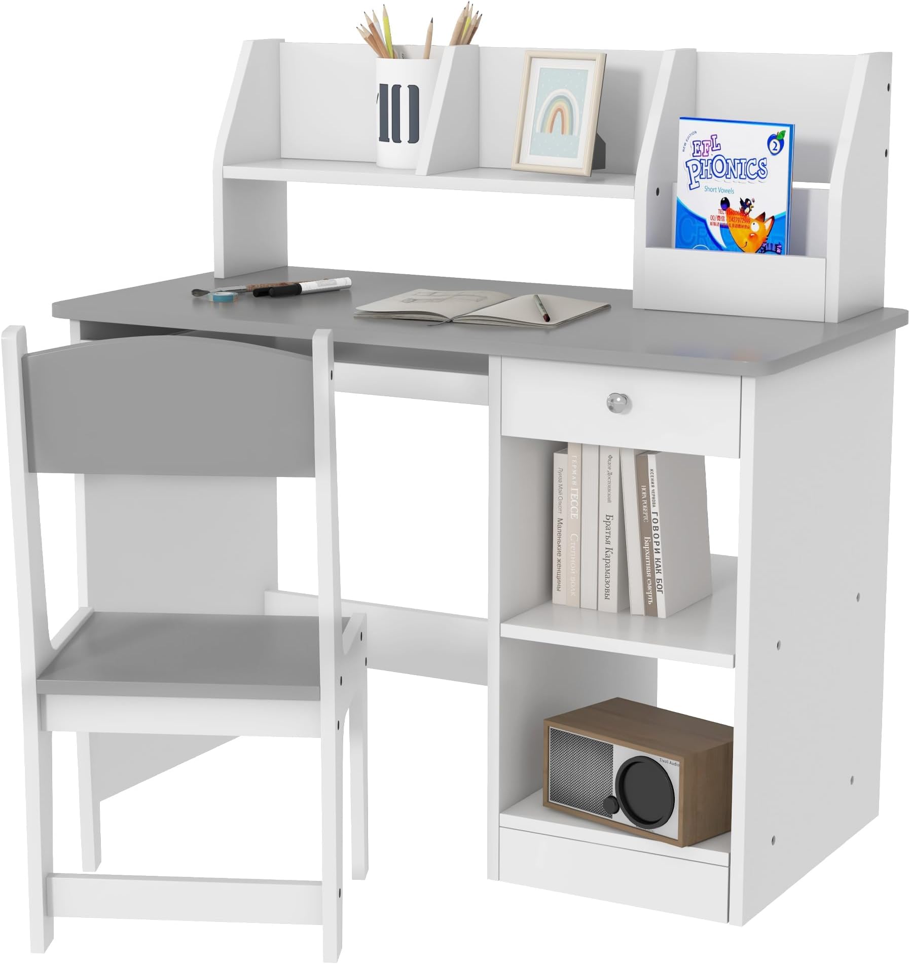 AIYAPLAY Kids Desk and Chair Set, Children Study, Table and Chair Set ...