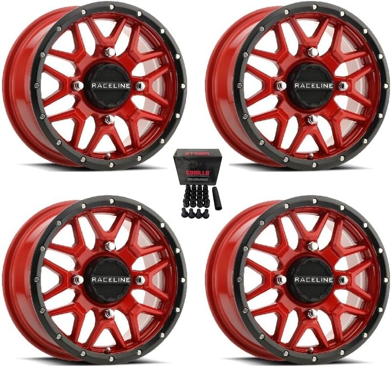 Amazon.com: Raceline Krank 15" UTV Wheels/Rims Red Polaris RZR 1000 XP ...