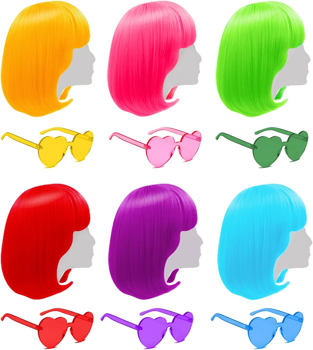Amazon.com : Veemoon 12 Pcs Foil Tinsel Wigs, Metallic Fancy Dress ...