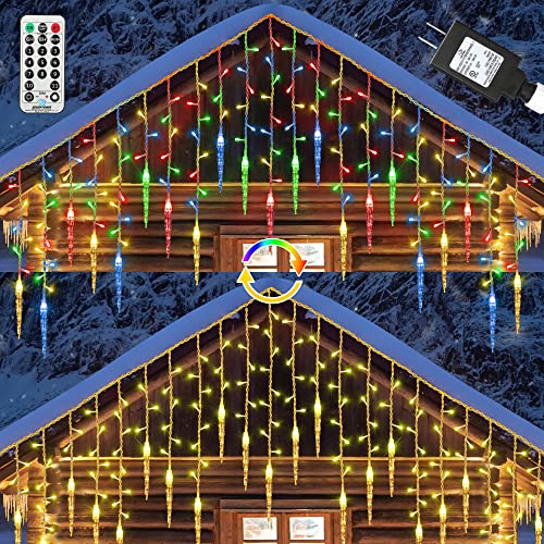 Icicle Christmas Lights Outdoor, 29.5Ft 360 LED Icicle Lights Outdoor ...