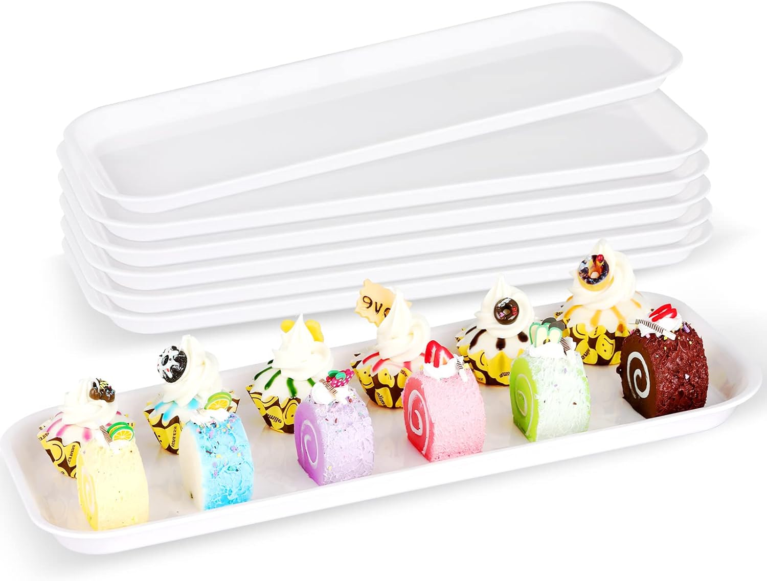 4 Pack White Cracker Tray 15x6inch Large Appetizer Serving Tray Plastic ...