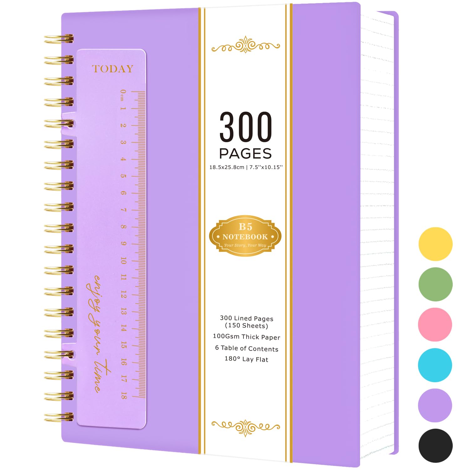 NIRMIRO B5 Notebook Notepad Hardback, 300 Pages/150 Sheets Spiral ...