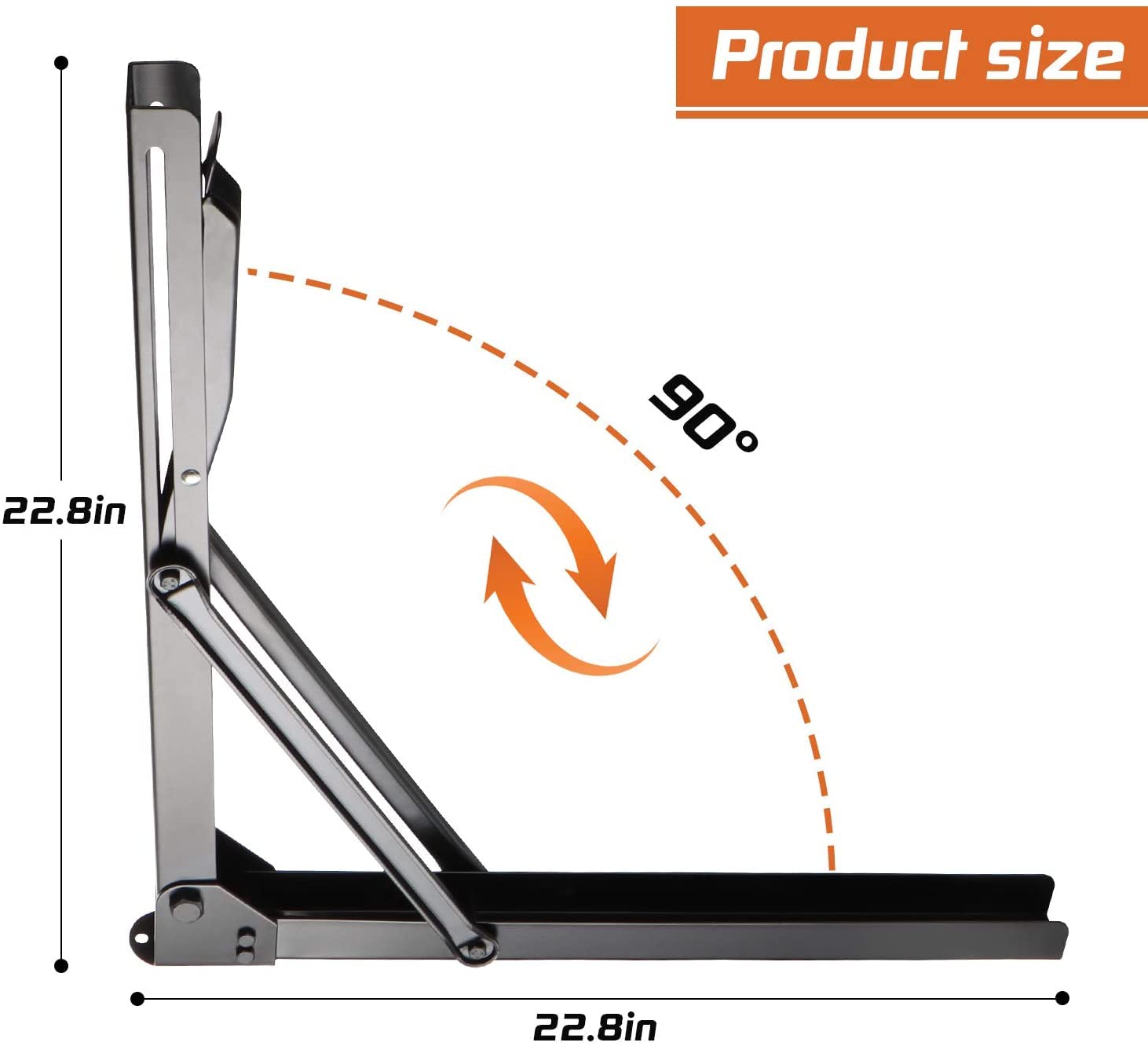 Snapklik.com : Ultrawall 24 Inch Black Sturdy Folding Shelf Brackets